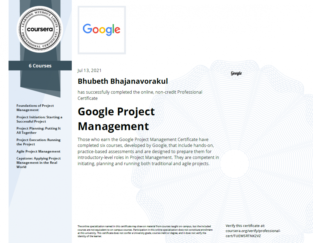 คอร์สเรียนฟรีมีใบเซอร์ Google Project Management Certificate - DIGIT DAY